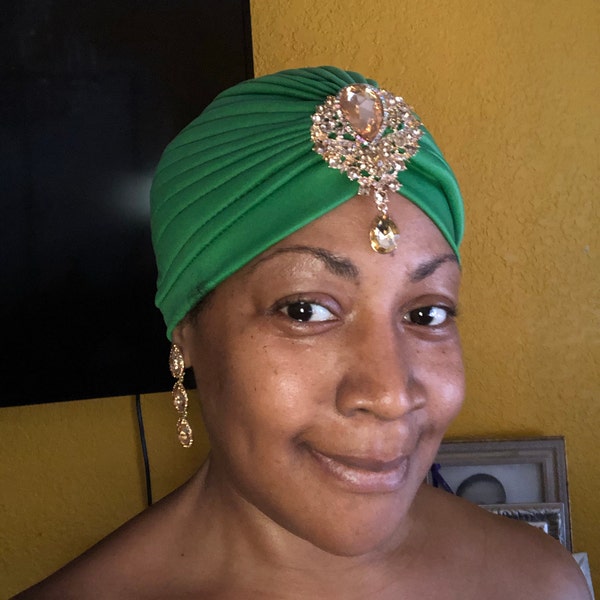 Stunning Gray Turban With Big Silk Flower, Glamorous Headpiece, Fashion ...