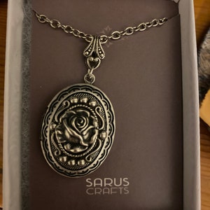 Rose Flower Locket Winter Rose Antique Style Silver Locket - Etsy