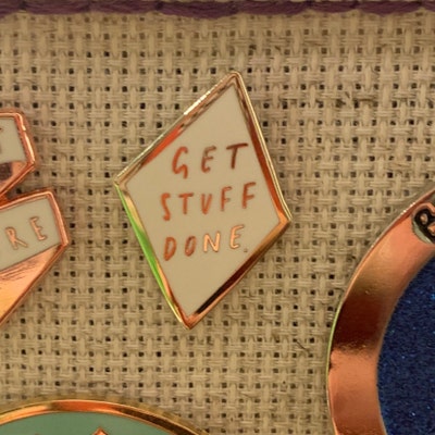 Get Stuff Done Enamel Pin White and Gold Enamel Pin Motivational Pin ...