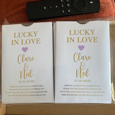 X10 Personalised LUCKY IN LOVE Scratch Card Holders - Etsy UK