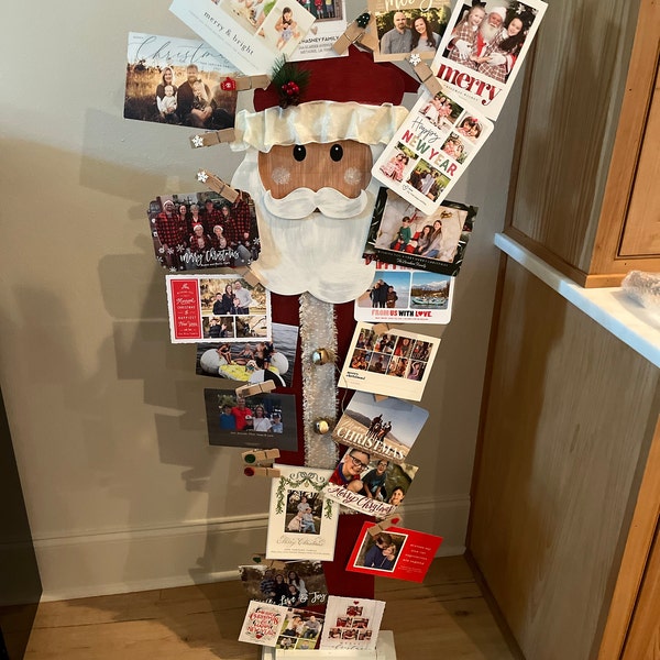 Santa Claus Christmas Card Holder, Holiday Card Display, Christmas Card ...