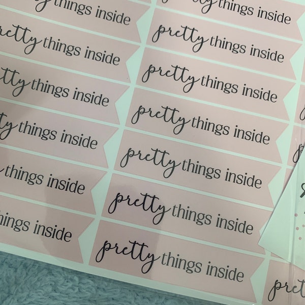 Pretty Things Inside Stickers, Pink Happy Mail Sticker, Thank You for ...