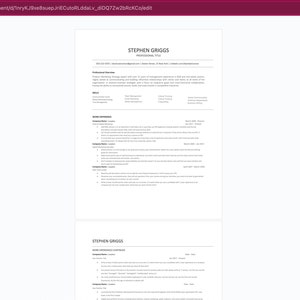 Resume Template Word, Professional Resume Template Word & Apple Pages ...