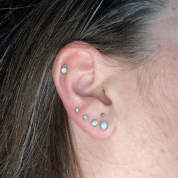 Curved Bar CZ Ear Piercing, CZ Stud Earrings, 20G Cartilage Earrings ...