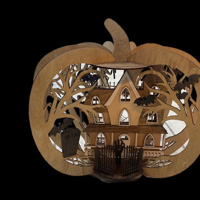 Halloween Lantern Laser Cut File 3D Glowforge Cricut SVG DXF - Etsy Israel