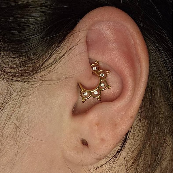 Gold Daith Jewelry Earring, Simple Titanium Minimalist Daith Jewelry ...