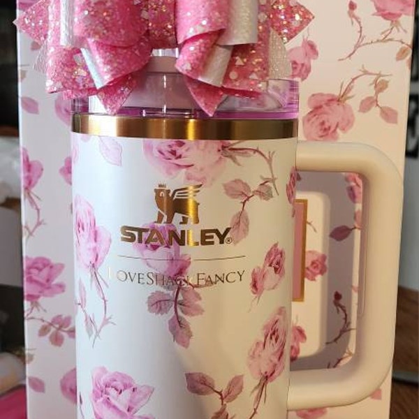 Stanley Tumbler Bow Iridescent Pink Light Pink Glitter Straw Topper ...