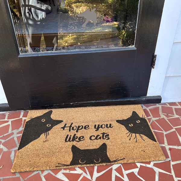 Hope You Like Cats Doormat Cat Door Mat Cat Welcome Mat Cat Gift Funny ...