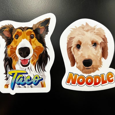 Personalized Dog Magnets Hand Drawn Custom Pet Magnets, Dog Head ...