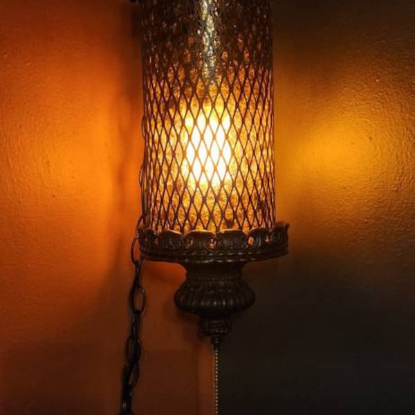 Stunning Real Blue Carnival Glass Vintage Hanging Swag Lamp Light - Etsy