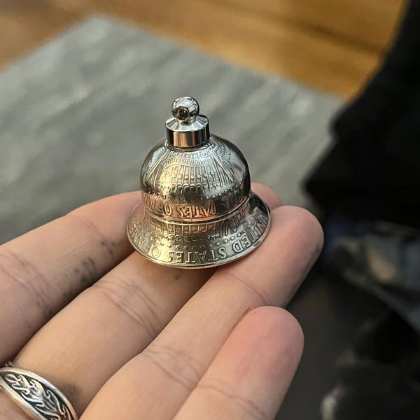 1916-1963 Silver Coin Bell Motorcycle Bell Gremlin Charm Franklin Half ...