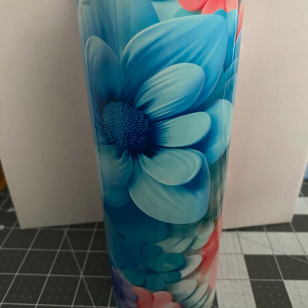Seamless 3D Flower Tumbler Wrap Design PNG 3D Tumbler Design for 20 Oz ...