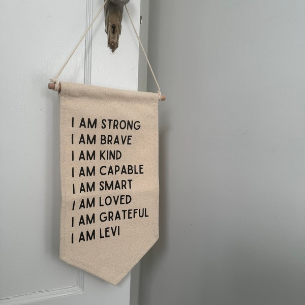 Custom Canvas Banner, Affirmation I Am Strong, I Am Brave, Sign for ...