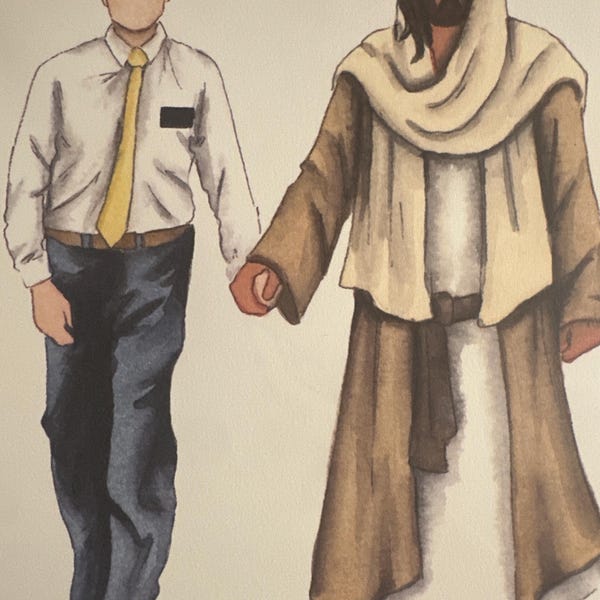 Missionary With Jesus Christ Watercolor Print, Elder, Missionary ...