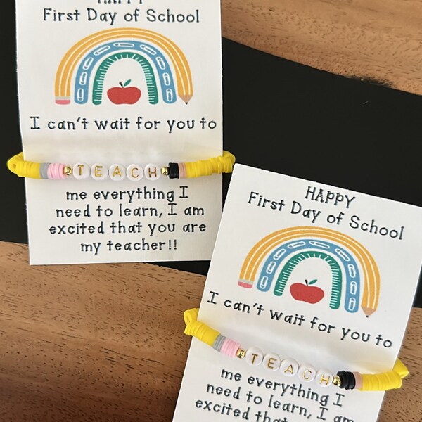 School Teacher Bracelet | Teacher Gift | Wooden Apple Bracelet | First ...