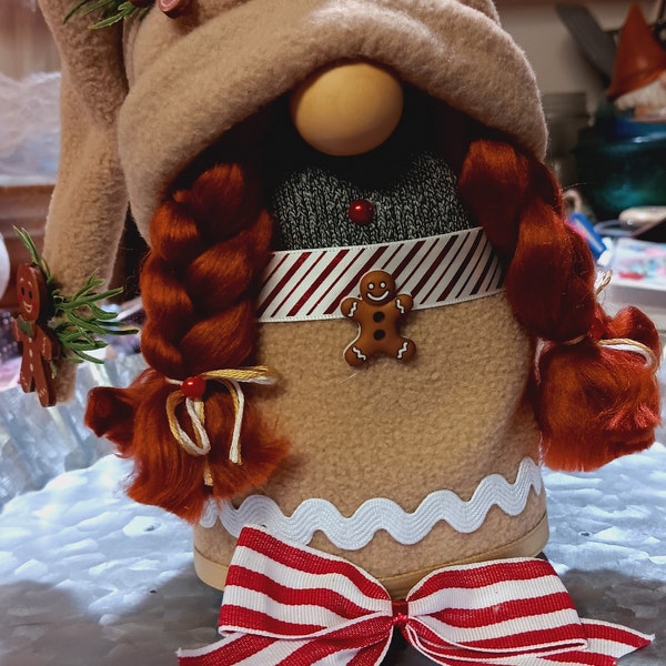 Holiday Gingerbread Female Gnome, Christmas Gnome, Christmas Decor - Etsy