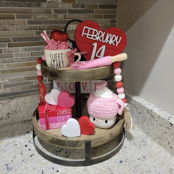 Pink & White Valentines Day Tiered Tray Set! Mix and Match Items, Mini ...