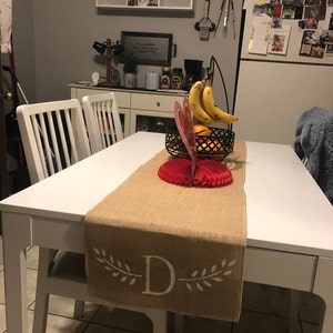 Monogram Letter Runner, Scroll Accent Runner,natural Burlap Table ...