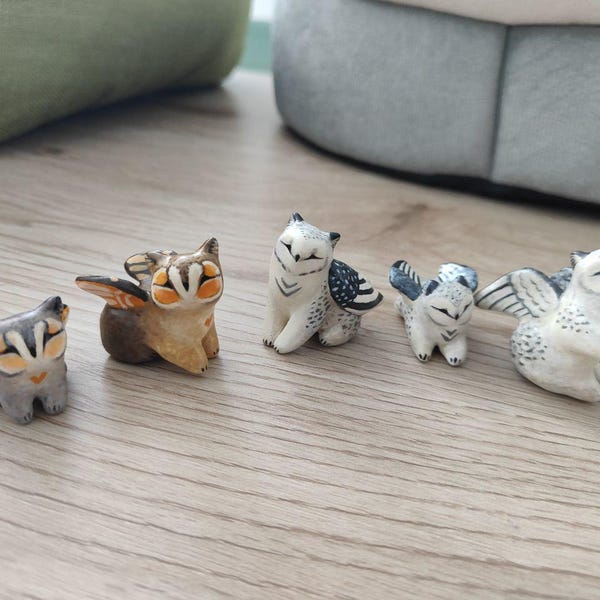 Baby Owl Griffin Figure Small Gryphon Figurine TO ORDER Tiny Clay ...