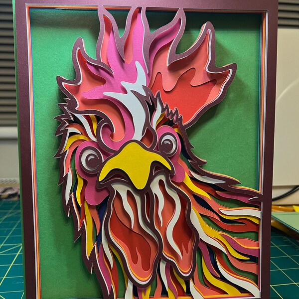 Peeking Rooster 3D Layered SVG for Cardstock/ Colorful Chicken ...