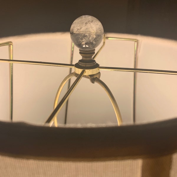 Lamp Finial-rock QUARTZ CRYSTAL Sphere on Pedestal Base in 3 Finishes ...