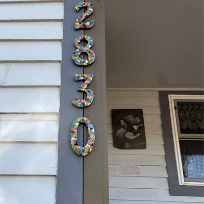 Ceramic Numeral With Mosaic Ornaments, Custom Numbers Wall Decor, House ...