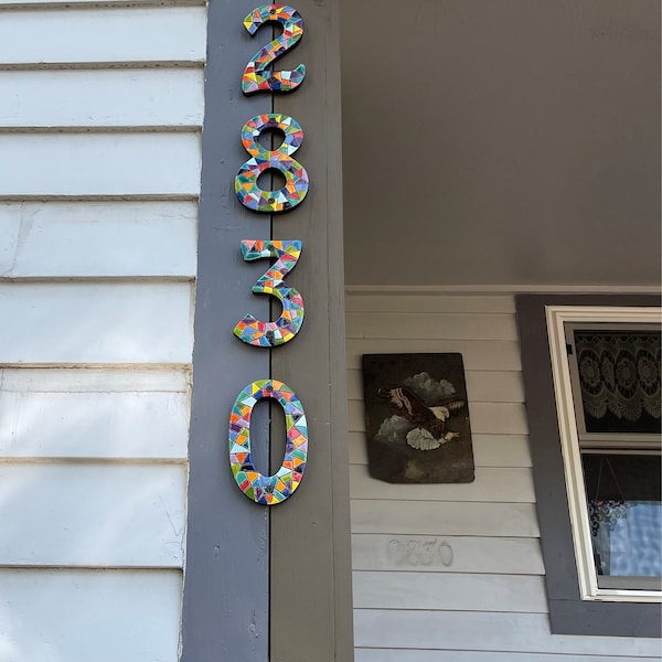 Ceramic Numeral With Mosaic Ornaments, Custom Numbers Wall Decor, House ...