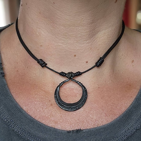 Small Ringed Viking Thors Hammer Necklace, Mjolnir Pendant. Hand Forged ...