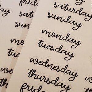 Days of the Week Script Planner Stickers - Etsy