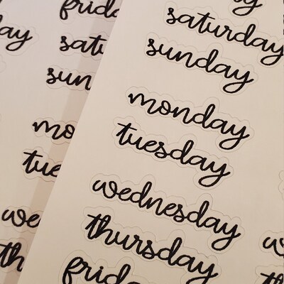 Days of the Week Script Planner Stickers - Etsy
