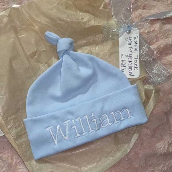 Personalized Newborn Baby Hat, Newborn Hospital Hat, Knotted Baby Hat ...