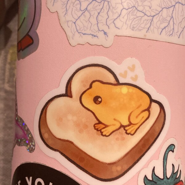 Froggy Bread Sticker / Toad Toast Sticker / Cute Frog Sticker / Laptop ...