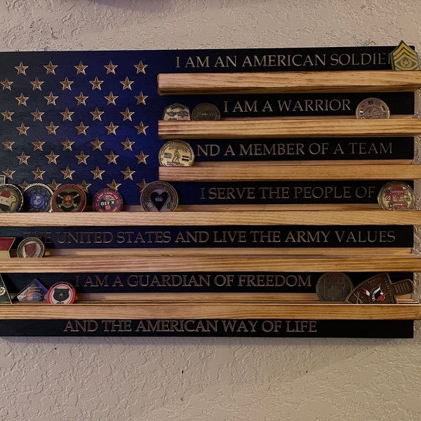 100 Coins Army Soldier's Creed Motto US Flag Challenge Coin Holder ...