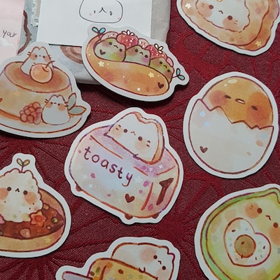 Cute Animal Foodies 3 Stickers/ Matte/ Holographic/ Die Cut Stickers ...