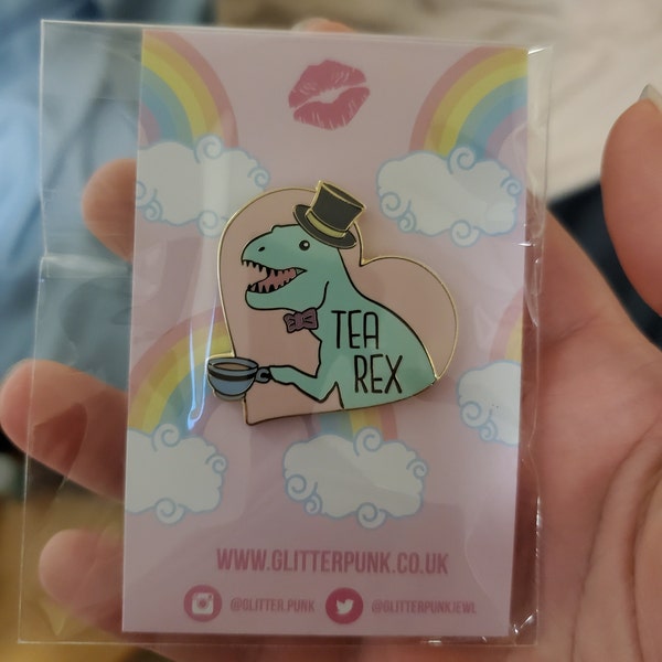 Tea Rex T-rex Hard Enamel Pin Badge Tyrannosaurus Rex Pin Trex Tea Pin ...