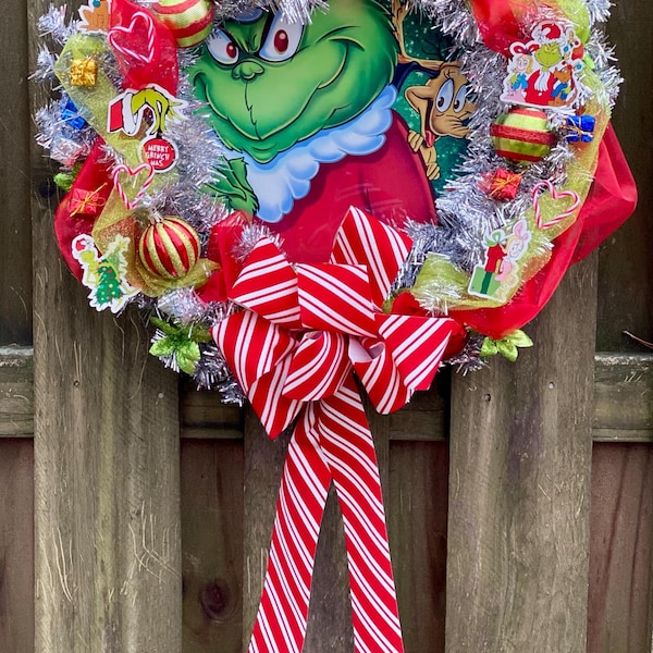 Grinch, Metal Wreath Sign, Door Decor, Round Wreath Sign. Now Taking ...
