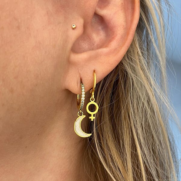 14k Gold Filled Mini Hoop Earrings, Huggie Hoops With Tiny Spike ...