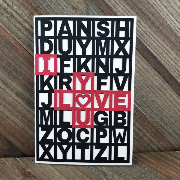 Word Search Card SVG Cut Files Cricut Maker Laser Cut Anniversary Card ...