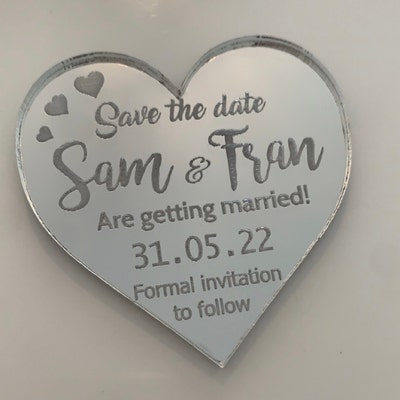 Wedding Save the Date Magnets Mirror Acrylic Heart Style - Etsy