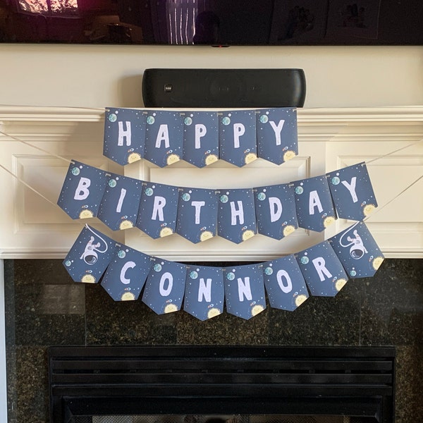 Space Alphabet Banner Letters A to Z Numbers Space Birthday Banner Boy ...