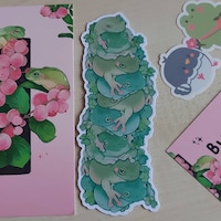 Frog Stack Bookmark Frog Art Cute Bookmark Laminated - Etsy UK