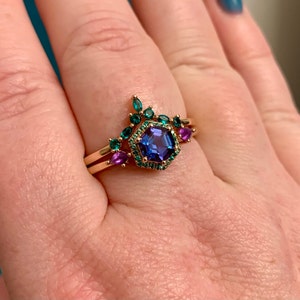 Unique Kite Cut Red Ruby Engagement Ring Solid 14k White Gold Black ...