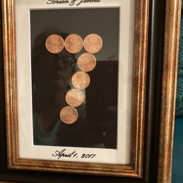 Copper Coin 7 Year Anniversary Gift - Framed 7 Configuration - Etsy