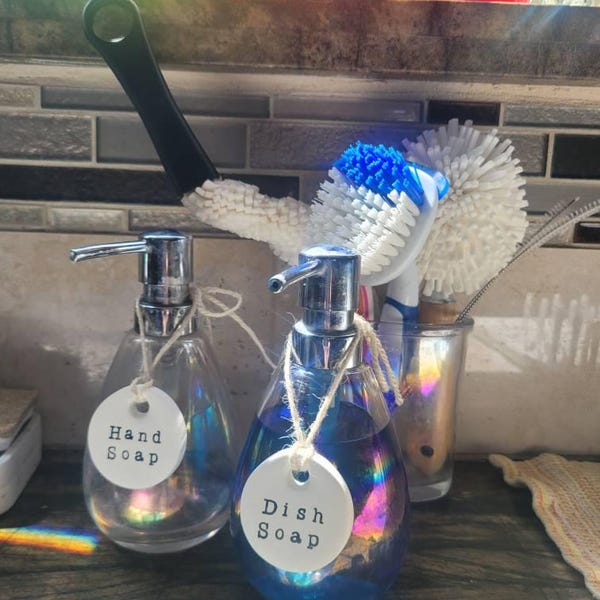 Set of 2 Soap Bottle Dispenser Labels L Dish Soap Hand Soap Tags L ...
