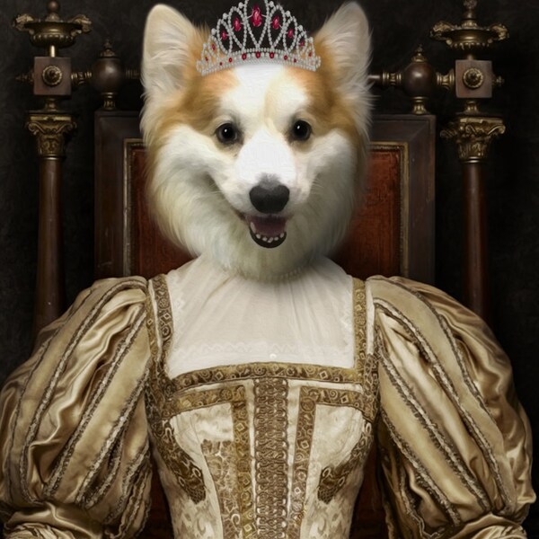 Custom Queen Pet Portrait . Renaissance Pet Portrait . Classic and ...
