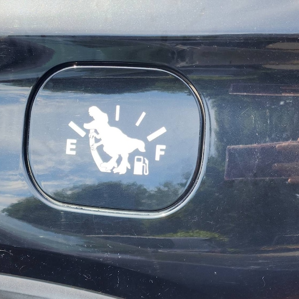 T-rex Empty Gas Tank Car Decal, Funny Car Decal, Dino Laptop Decal ...
