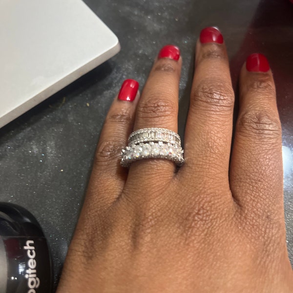 East to West Radiant Cut Moissanite Engagement Ring, Solid Gold Bezel Set Wedding Ring ...