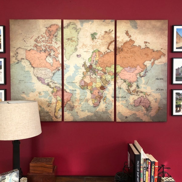 Vintage Push Pin World Map Personalized World Map Vintage Push Pin ...