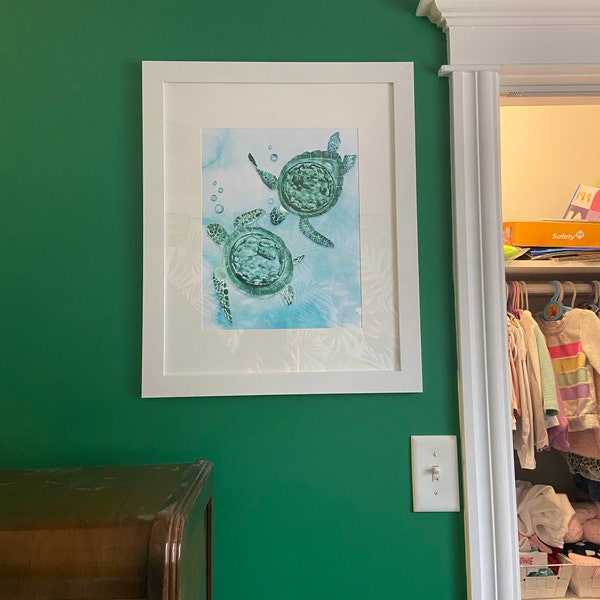 Custom Embryo Art Sea Turtle Wall Art Ocean Nursery Decor - Under the ...