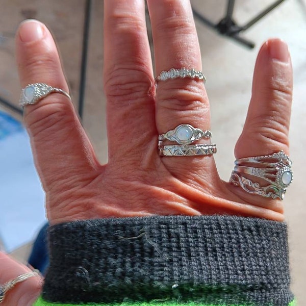 21pcs Stackable Rings Set | Multi Design Rings, Yin Yang, Black Rings ...